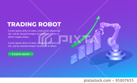 Trading robot isometric concept with chart and... - Stock Illustration ...