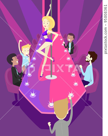 Men Girl Strip Club Stage Dancer Illustration - Stock Illustration ...