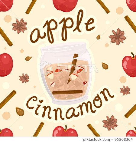 Apple Cinnamon Seamless Background Illustration - Stock Illustration ...