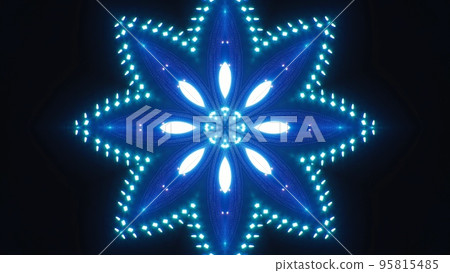 Glowing Neon Light Mechanical Flower Structure... - Stock Illustration ...