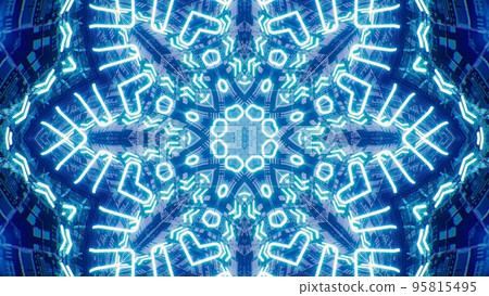 Multiple Blue Light in the Kaleidoscope Pattern... - Stock Illustration ...