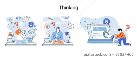 Problem solving concept, man wondering or... - Stock Illustration ...