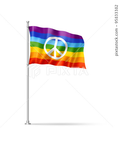 Rainbow peace flag isolated on white - Stock Illustration [95833382 ...