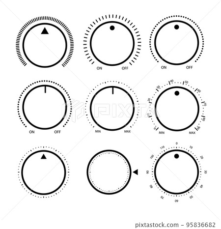 Adjustment dial. Rotary dials with round scale... - Stock Illustration ...