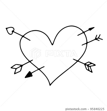 Doodle Valentines Day heart - Stock Illustration [95840225] - PIXTA
