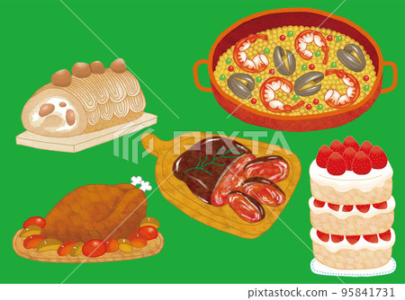 Christmas party food illustration - Stock Illustration [95841731] - PIXTA