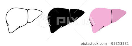 Set of human liver symbols. Human liver icons... - Stock Illustration ...
