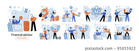 Financial advisor giving advice on investment... - Stock Illustration ...