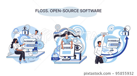 FLOSS open source software. Free product anyone... - Stock Illustration ...