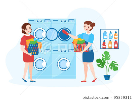Dry Cleaning Store Service with Washing... - Stock Illustration ...