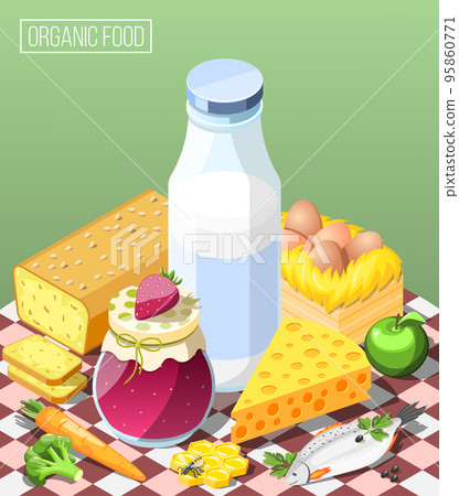 Organic Food Isometric Composition - Stock Illustration [95860771] - PIXTA