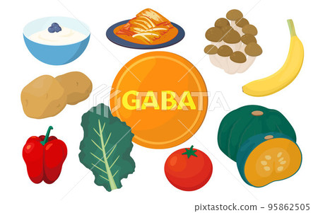 Vector illustration of food containing GABA. - Stock Illustration ...