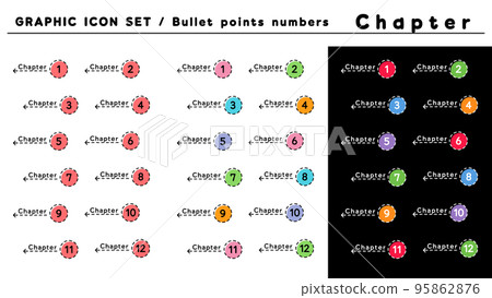 Chapter heading bullet icon set (Chapter 1 to... - Stock Illustration ...