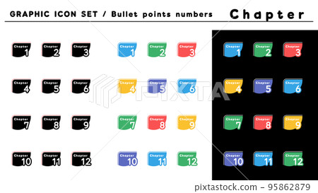 Chapter heading bullet icon set (Chapter 1 to... - Stock Illustration ...