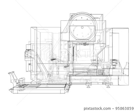 Metalworking CNC milling machine. Vector - Stock Illustration [95863859 ...