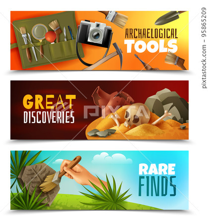 Archeology Horizontal Banners Set - Stock Illustration [95865209] - PIXTA