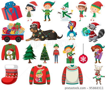Christmas characters and elements set - Stock Illustration [95868311 ...