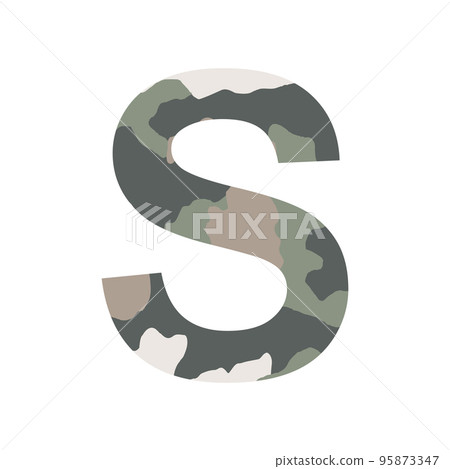 English alphabet letter S, khaki style isolated... - Stock Illustration ...