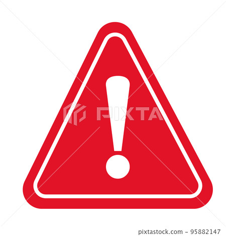 Warning sign in red triangle, attention, danger... - Stock Illustration ...