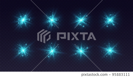 Lens flares with sparkles, blue starbursts set,... - Stock Illustration [95883111] - PIXTA