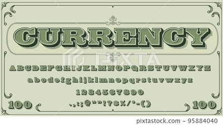 Money font, vintage type or typeface alphabet... - Stock Illustration ...