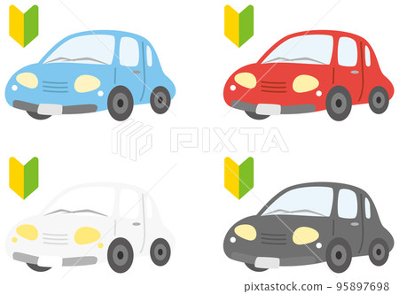 Beginner mark and car illustration set - Stock Illustration [95897698 ...