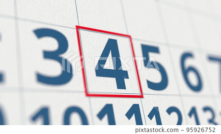 Calendar with marked 4 day of the month... - Stock Illustration ...