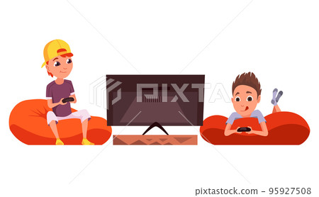 Kids Playing Video Games Clip Art Kids Playing Video Games Vector Art,