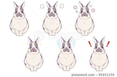 Gray broken rabbit facial expression... - Stock Illustration [95931259 ...