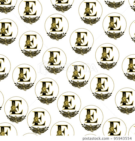 Pattern with monogram E. Repeating pattern with...-插圖素材 [95943554 ...
