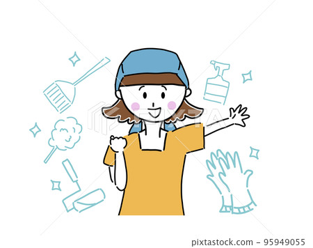 Housewife doing general cleaning Woman - Stock Illustration [95949055 ...
