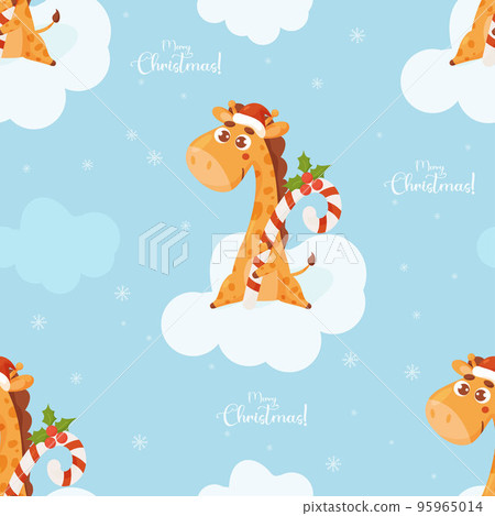 Giraffe Wallpaper Baby Christmas Christmas Giraffes Fabric, Wallpaper