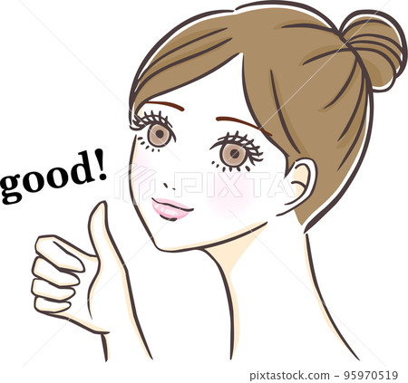 Illustration of a young woman giving a good sign - Stock Illustration ...