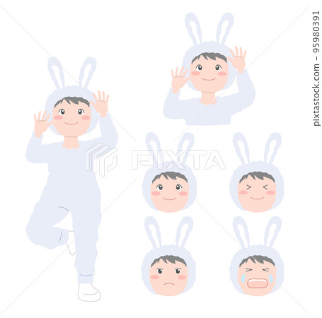 Illustration material of a boy dressed as a rabbit - Stock Illustration ...