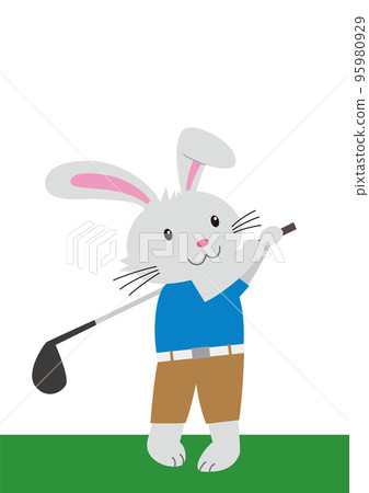 Rabbit making a golf swing - Stock Illustration [95980929] - PIXTA