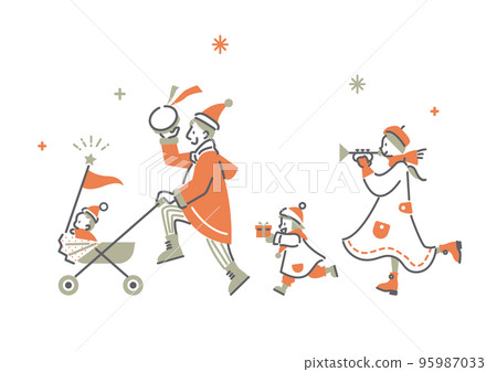 Christmas family parade simple and stylish line... - Stock Illustration ...