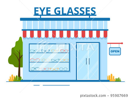 Eye Glasses Store or Optical Shop with... - Stock Illustration ...