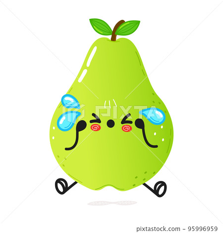 Cute sad pear character. Vector hand drawn... - Stock Illustration ...