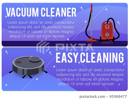 Vacuum cleaner advertising banners and flyers... - Stock Illustration ...