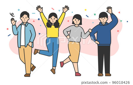Illustration of young people expressing joy - Stock Illustration ...