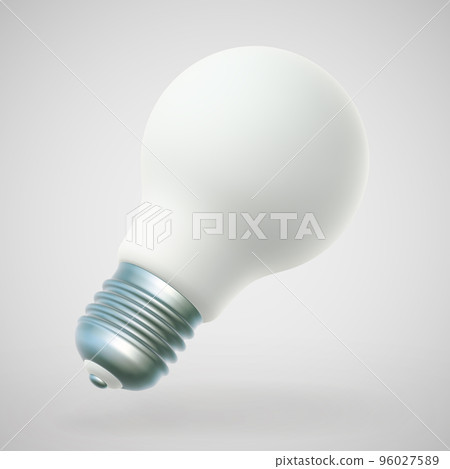 3D LED white light bulb on gray background. - Stock Illustration ...