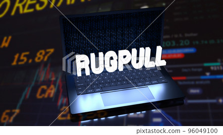 The rug pull on notebook for cryptocurrency... - Stock Illustration ...