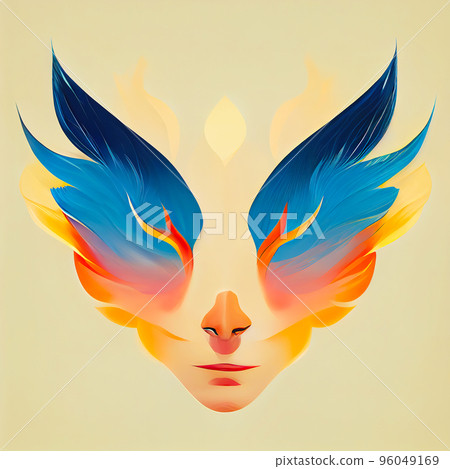 Face with wings. Abstract stylized female face... - Stock Illustration ...