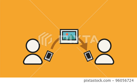 Image of sending or receiving images with a... - Stock Illustration ...