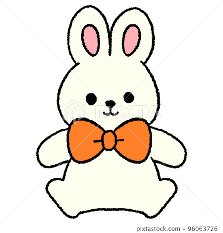 Hand drawn style rabbit stuffed toy with orange... - Stock Illustration ...