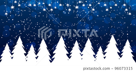 Silhouette of snowy Christmas trees against the... - Stock Illustration ...