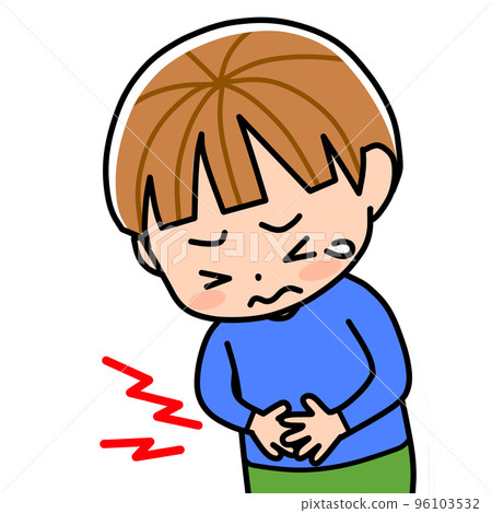 A child who has a stomach ache and seems to be... - Stock Illustration ...