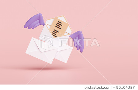 Flying open envelope with wings isolated on... - Stock Illustration ...
