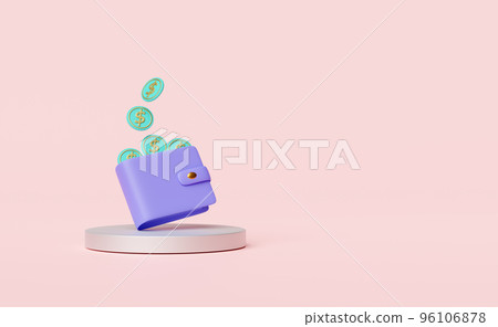 wallet with dollar coin, piggy bank, stage... - Stock Illustration ...