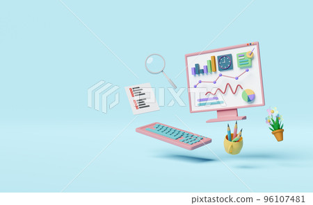 laptop computer with charts graph,analysis... - Stock Illustration ...